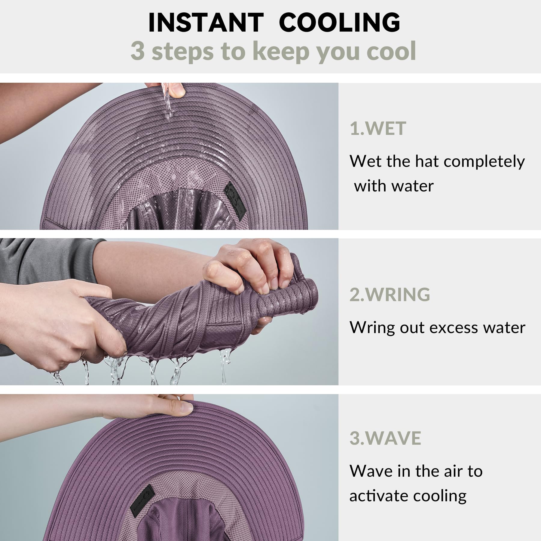 Sukeen Cooling Sun Hat for Men Women UPF50+ Wide Brim Fishing Hat with Neck Flap Adjustable Foldable Bucket Hat for Hiking Purple