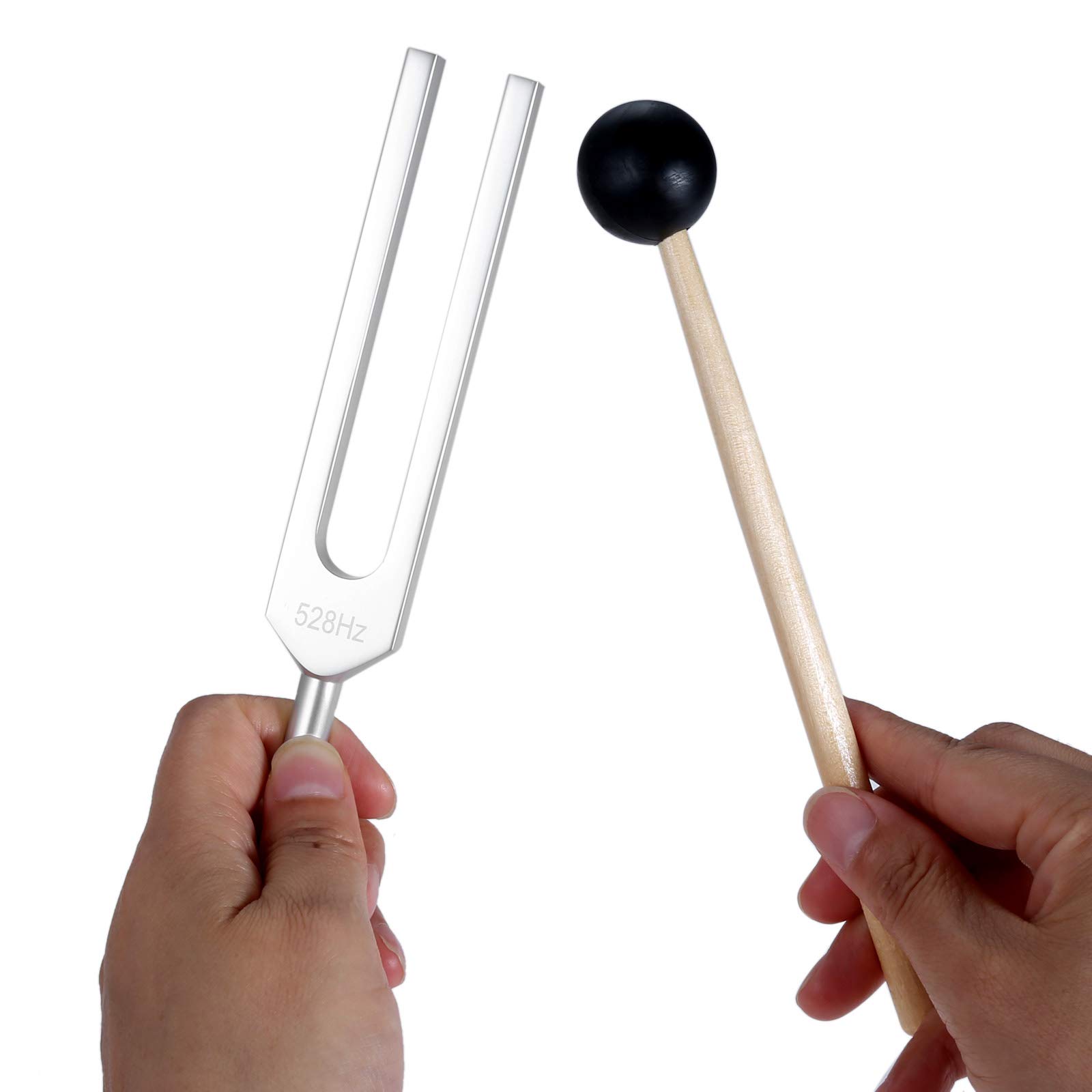 Tuning Fork, 528 Hz Tuning Fork with Silicone Hammer and Cleaning Cloth, Solfeggio Tuning Fork for DNA Repair Healing, Sound Healing, Sound Therapy, Vibration