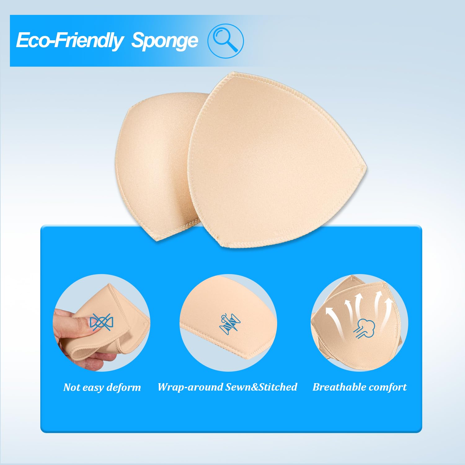 URSMART Bra Pads Inserts, Bra Cups Inserts,Removable Breathable Push up Bra Inserts for Sports Bra or Bikini Tops