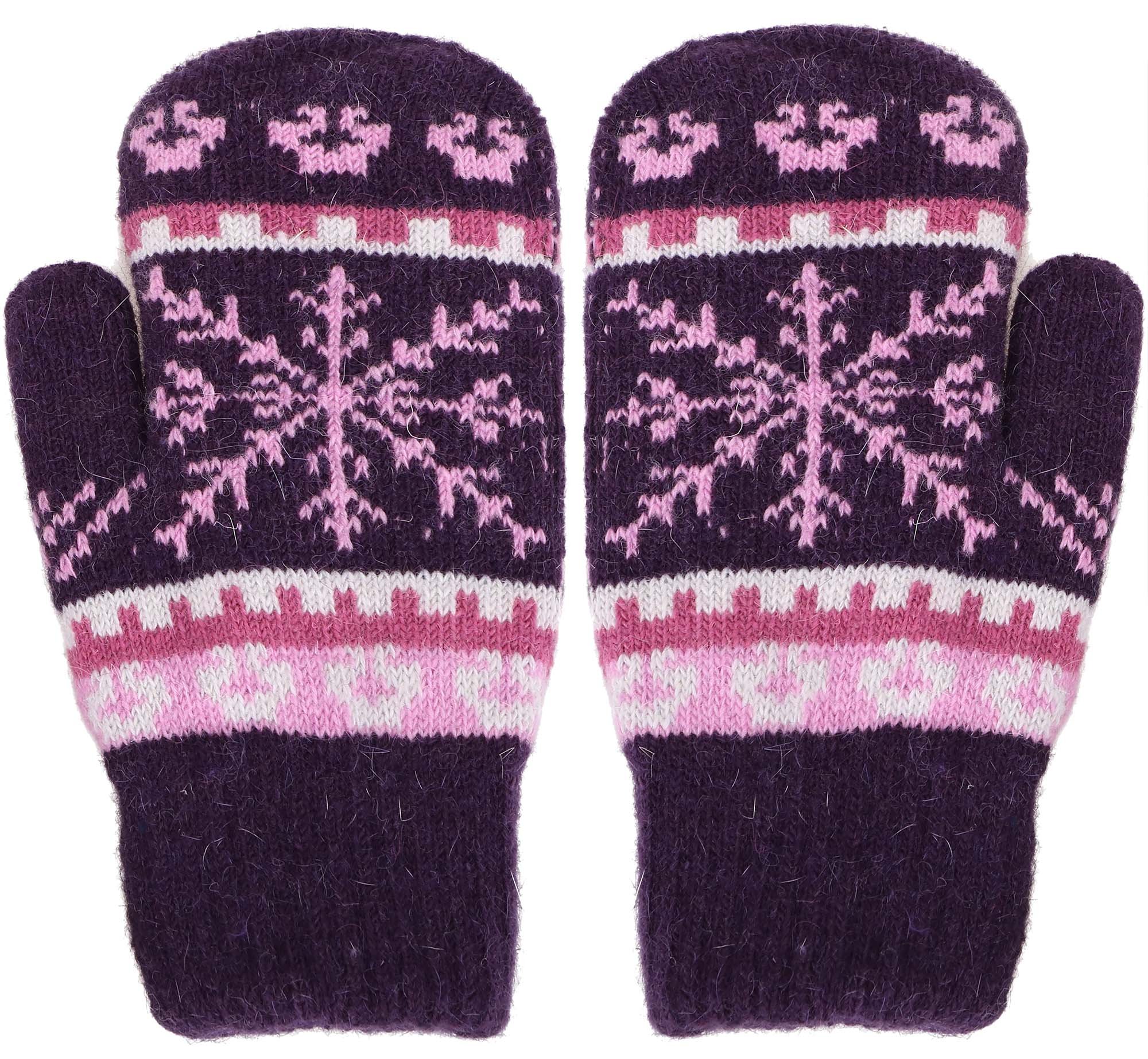 Verabella Womens Mittens Cold WeatherFair Isle Knit Sherpa Lined Winter Mittens,2 Pairs,L Grey/Purple