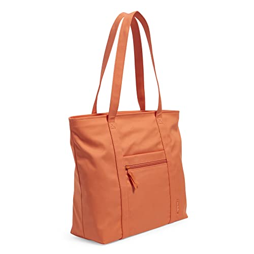 Vera Bradley Women's Cotton Vera Tote Bag, Orange Bell Pepper - Recycled Cotton, One Size