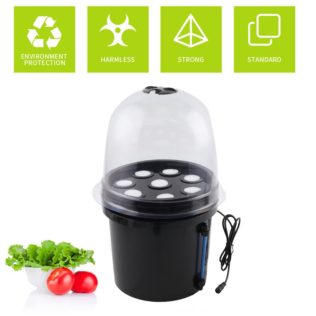 WEBTB Top Feed Drip Hydroponics Systems Recirculating Deep Water Culture Hydroponic Bucket System 8L Hydroponic Growing Kit with 5 Holes Soilless Cultivation Grow Box Garden Cabinet Box