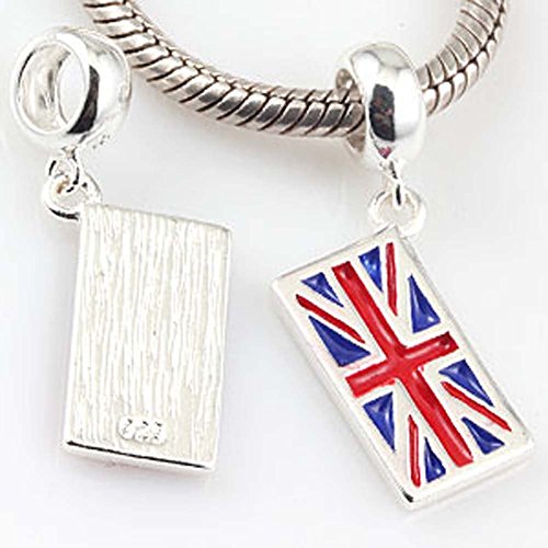 UK Flag Charm 925 Sterling Silver Symol of England Pandant Country Charm for Bracelet