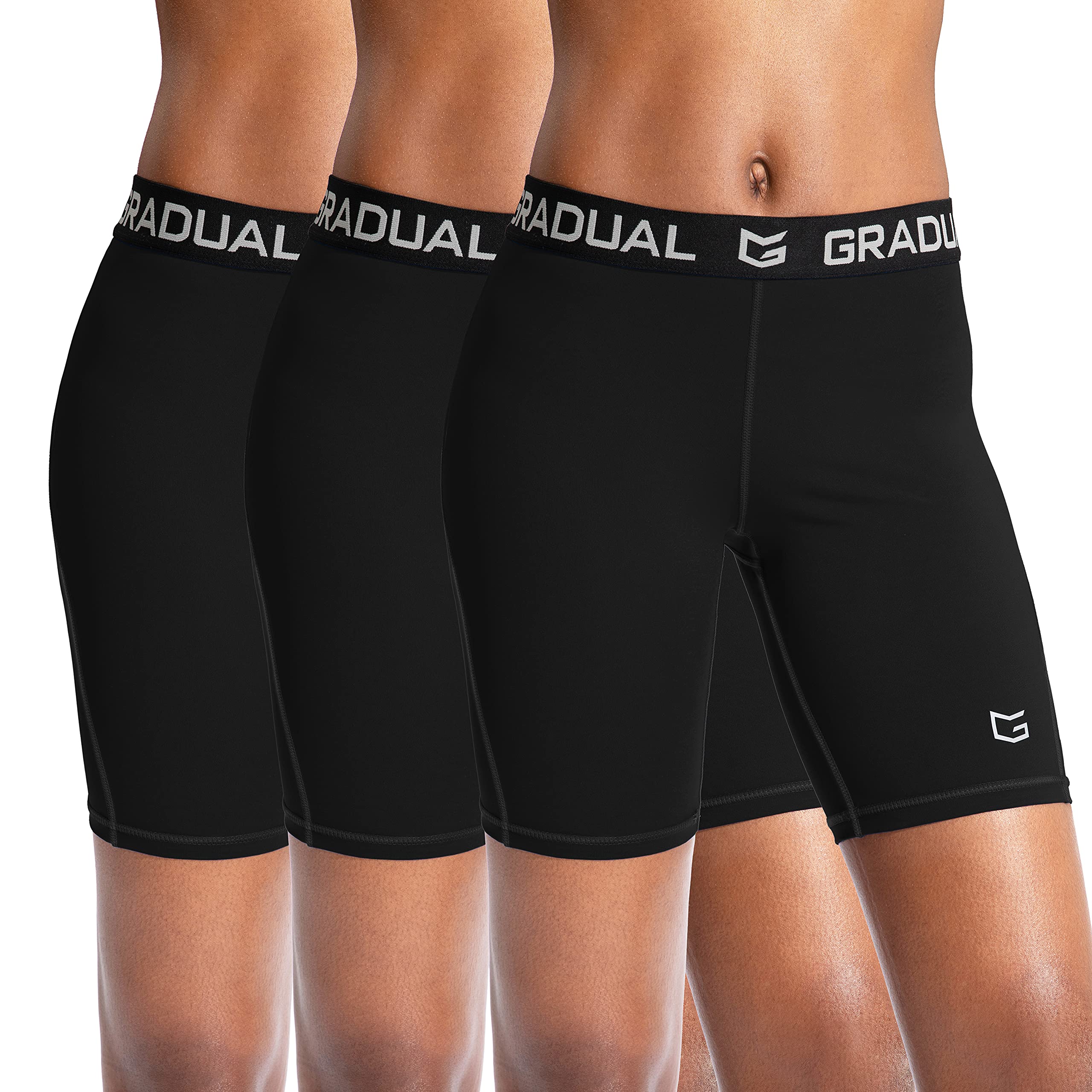 Women's Spandex Compression Volleyball Shorts 3" /7" Workout Pro Shorts for Women (7'' 3 Pack: Black/Black/Black, Large)