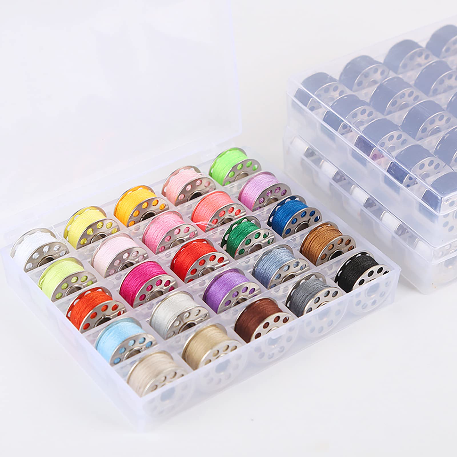 WUWEOT 108 Pieces Empty Metal Bobbin, Sewing Machine Bobbins, Class 15 Universal Bobbins with Plastic Storage Case Box for Brother, Janome, Singer, Bernina, Toyata, Anime, Kenmore, Babylock by LeBeila
