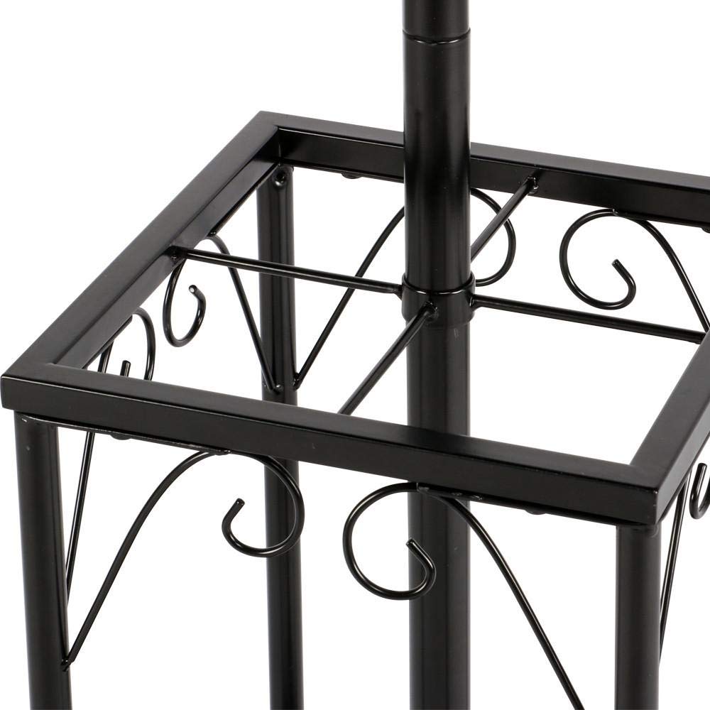Topeakmart Free-standing Coat Hanger/Holder w/ 8 Hooks and Stand/Base Entryway Clothes Hall Tree Hat Hanger Umbrella Holder for Home/Office,Metal, Black