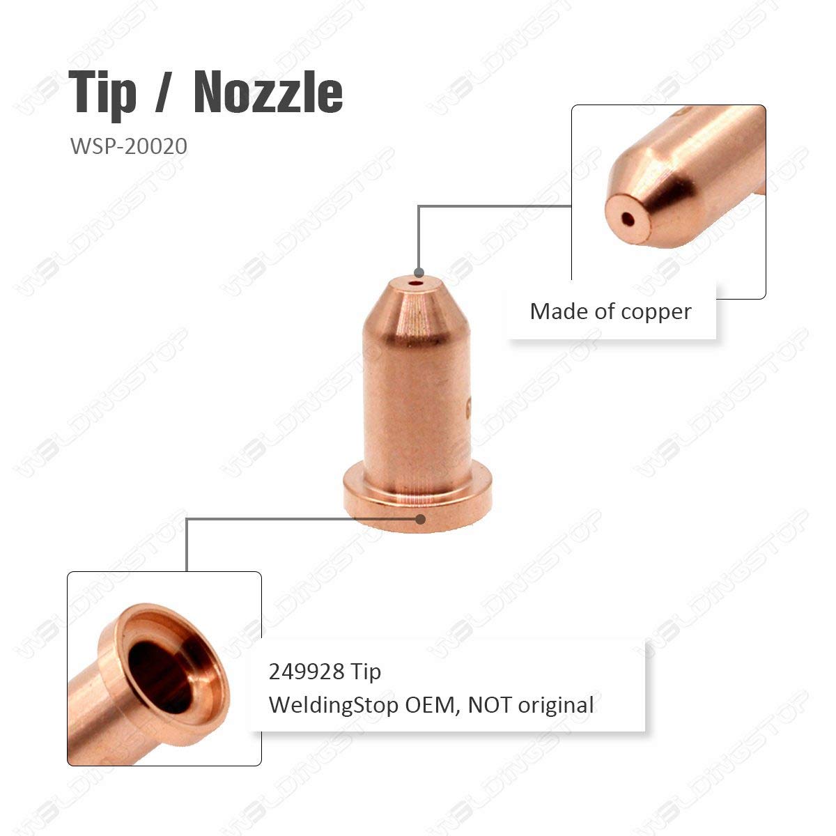 WeldingStop 249926 Electrode 249928 Tip O-Ring for Miller Spectrum 625 X-TREME Plasma Cutter XT40 Torch (249926, 249928, 249969)
