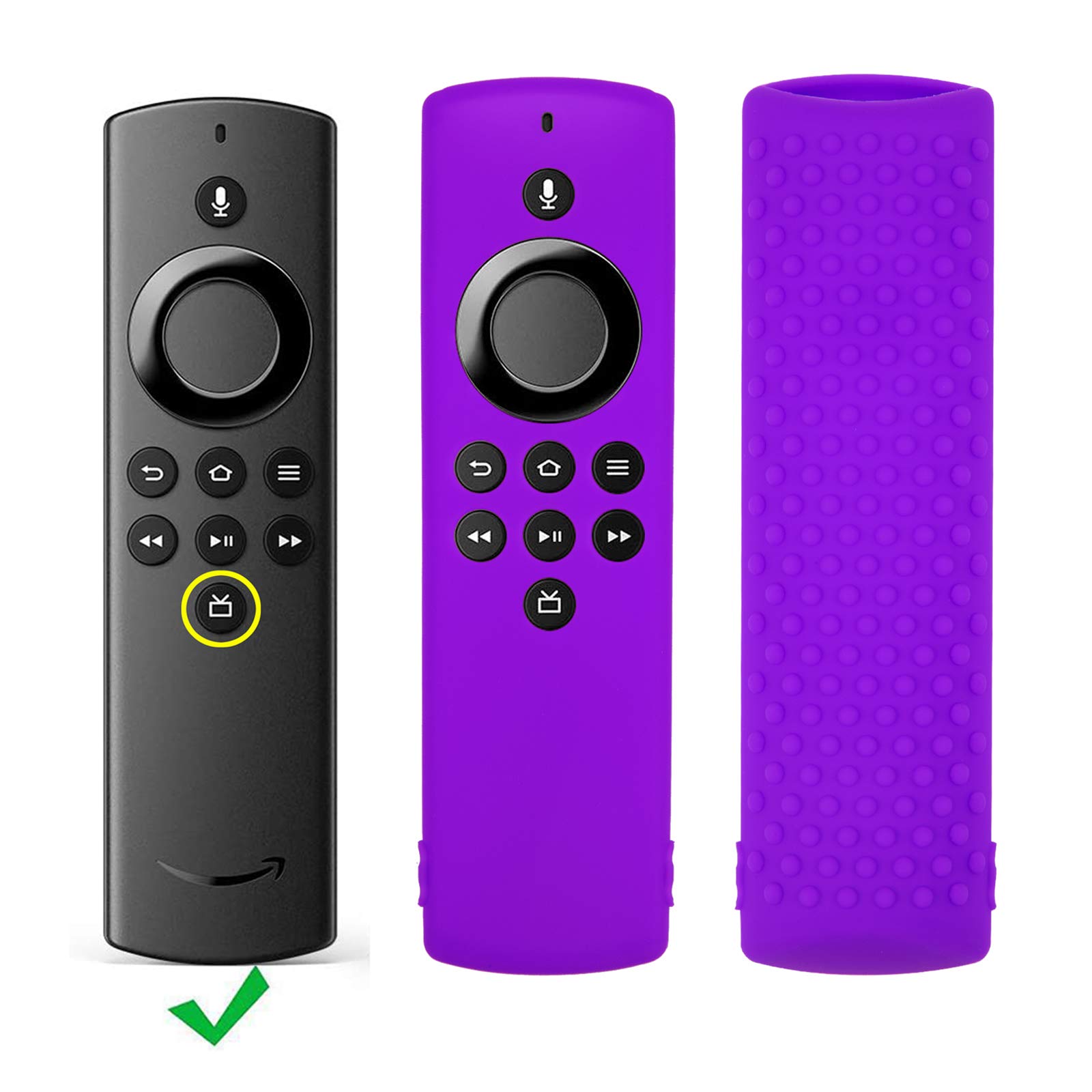 TV Stick Lite Remote Cover Purple, Silicone Protective Case with Lanyard