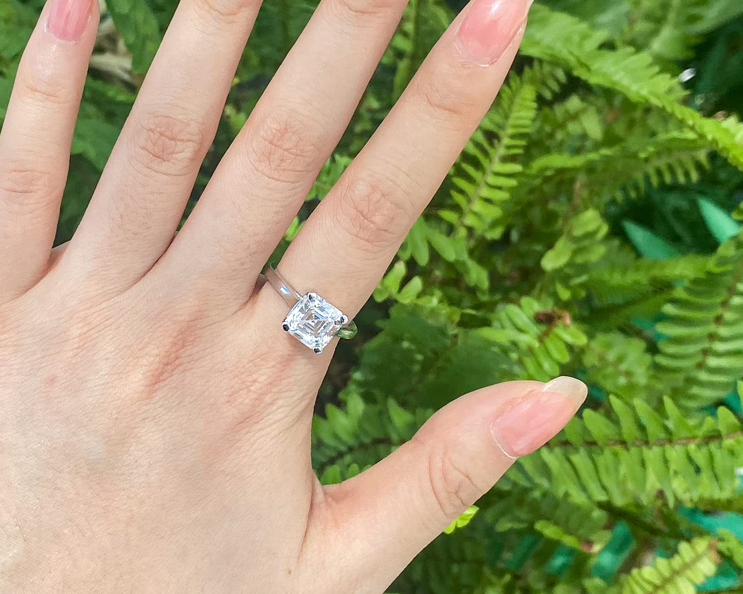 YUNKAI Engagement Ring for Women, 925 Sterling Silver Cubic Zirconia Wedding Ring Christmas Gift