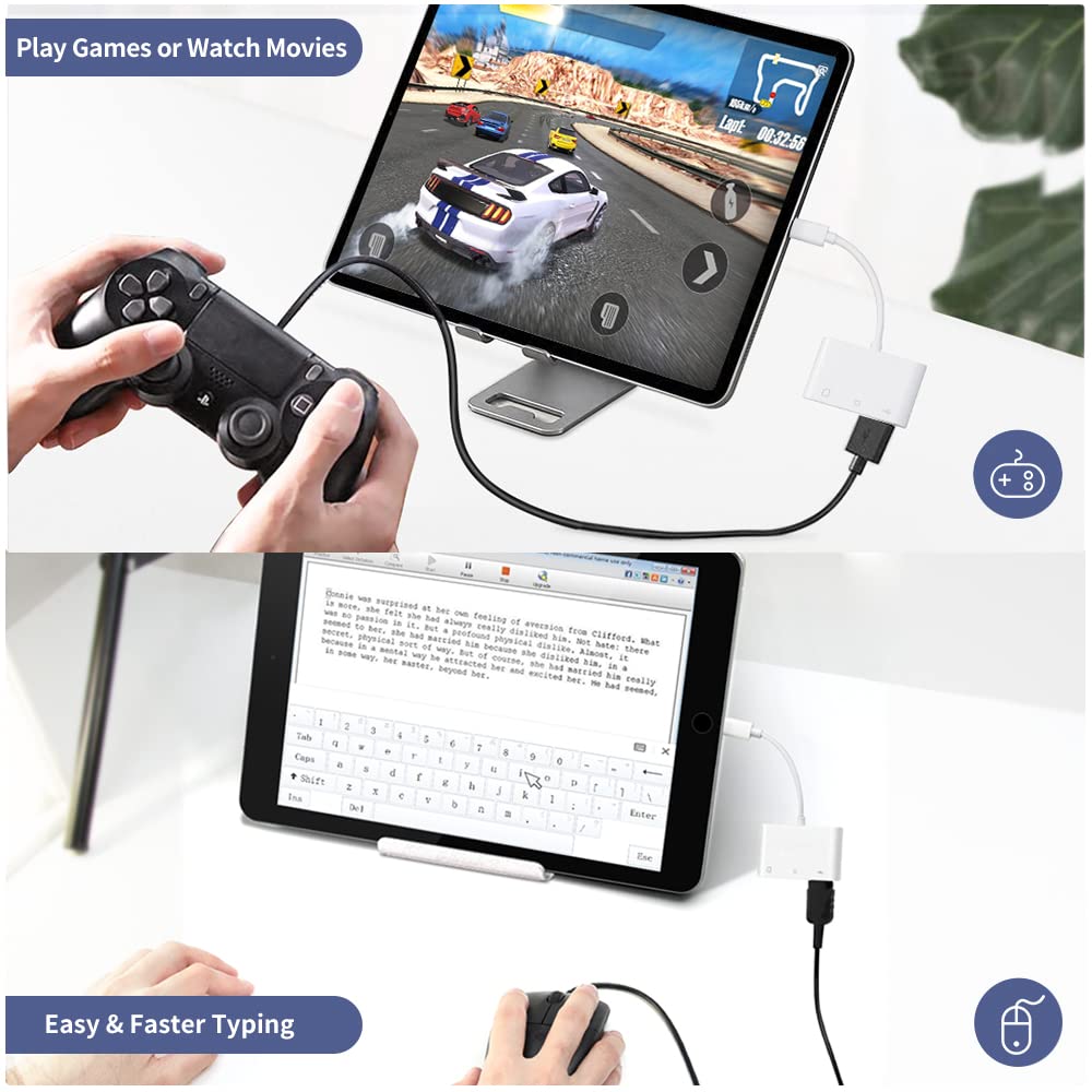 USB C SD Card Reader, Camera Memory Card Reader USB C to USB Compatible with iPad Pro/New MacBook/iMac 7/Samsung Chromebook Micro TF/SD Card Reader USB C Adapter for More USB C Device.