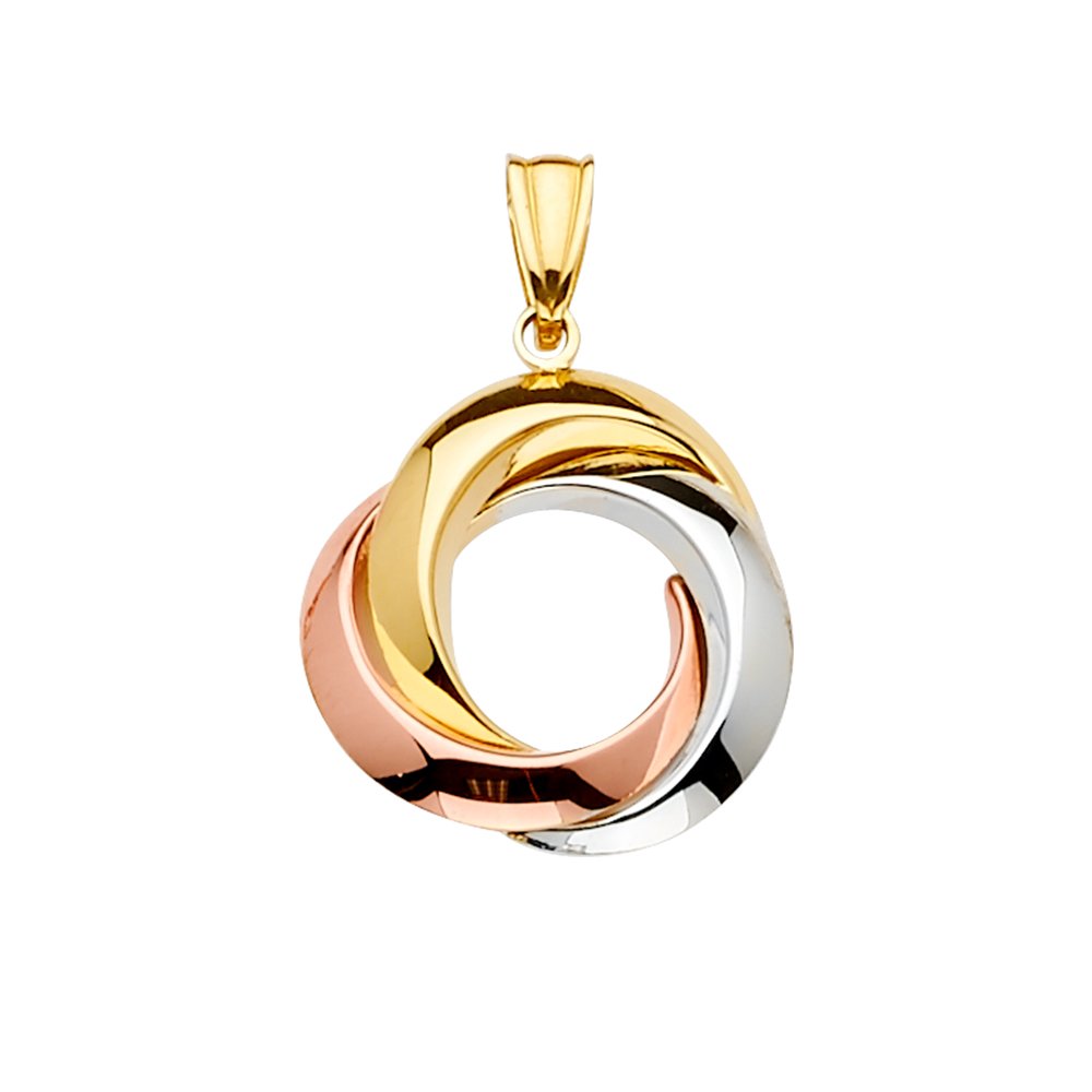 Wellingsale 14k 3 Tri Color White Yellow and Rose Gold 3Round Infinity Pendant (Size : 26 x 20 mm)