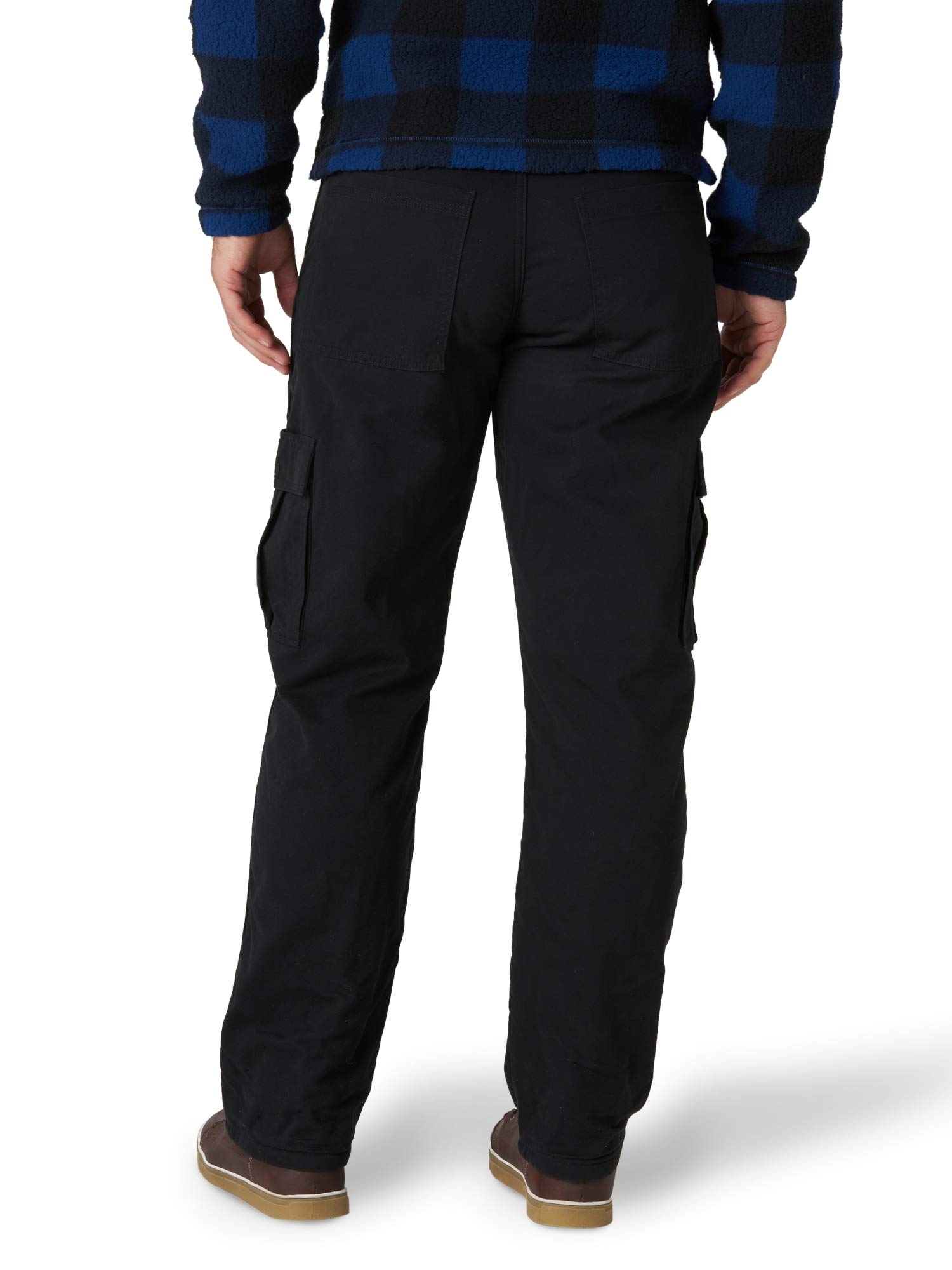 Wrangler Authentics Men's Fleece Lined Cargo Pant, Black Twill, 40W x 32L