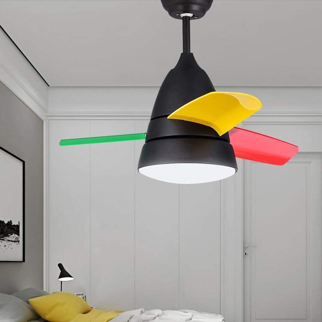 YWGYZ Fan Light Green Ceiling Fan Remote Control Led Invisible Restaurant is Mechanism Minimalist Chandelier Lounge Drawing Room Home Silent Ceiling Fan, Quality Double Switch (Wall/Remote Control) P