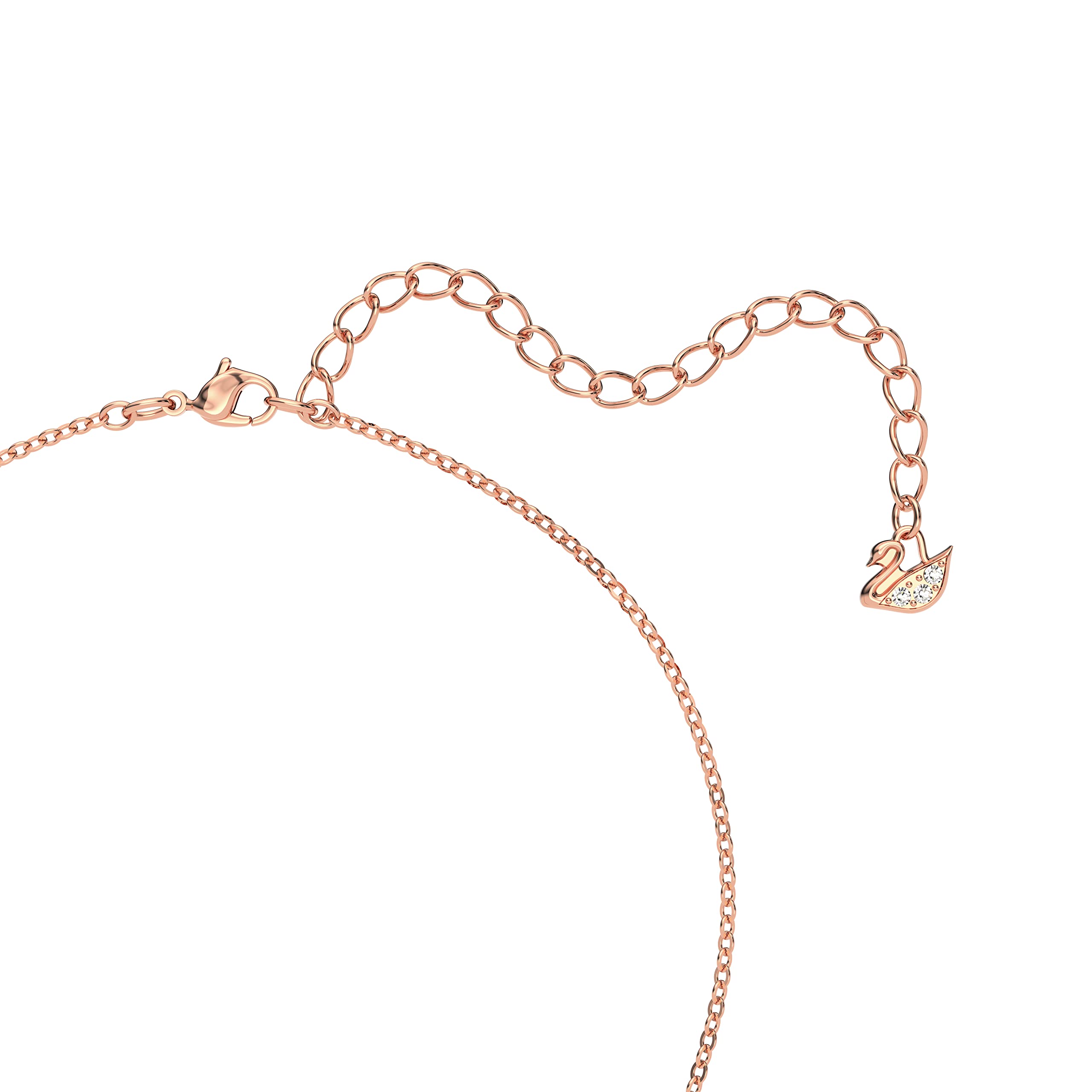 Swarovski Creativity Collection Women's Necklace, Intertwined circle Pendant with White Crystals and Rose-Gold Tone Plated Chain