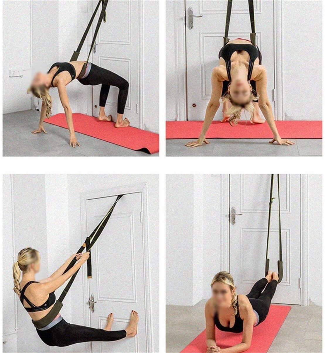 ZCM Belt Yoga Rope Leg Lacing Stretching Yoga Accessories Dance Soft Opening Lower Waist Trainer Elastic Pull Rope(Color:Green+Black)