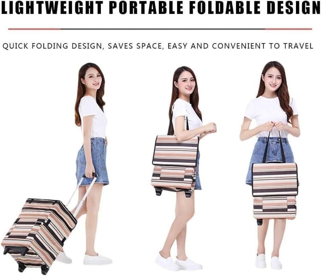XDMINGY Folding Shopping Cart, Shopping Cart Shopping Cart Trolley Foldable 41L Loading Capacity Aluminum Alloy Pull Rod Large Capacity Grocery Utility Carts, 97*34*28cm