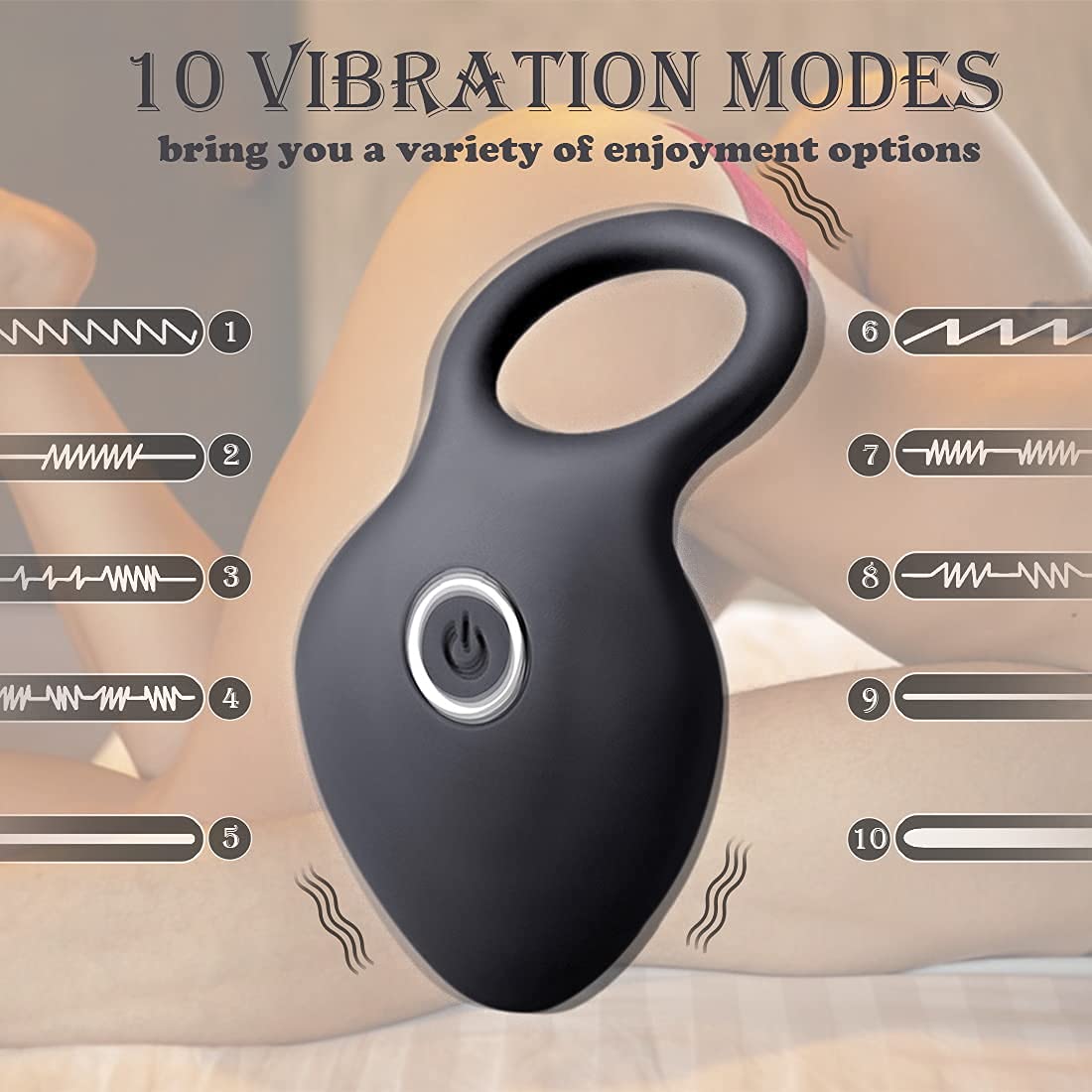 Womens Sexual Pleasure Devices Men Sex Toy Stimulation Penis Ring with 10 Powerful Vibrating Modes