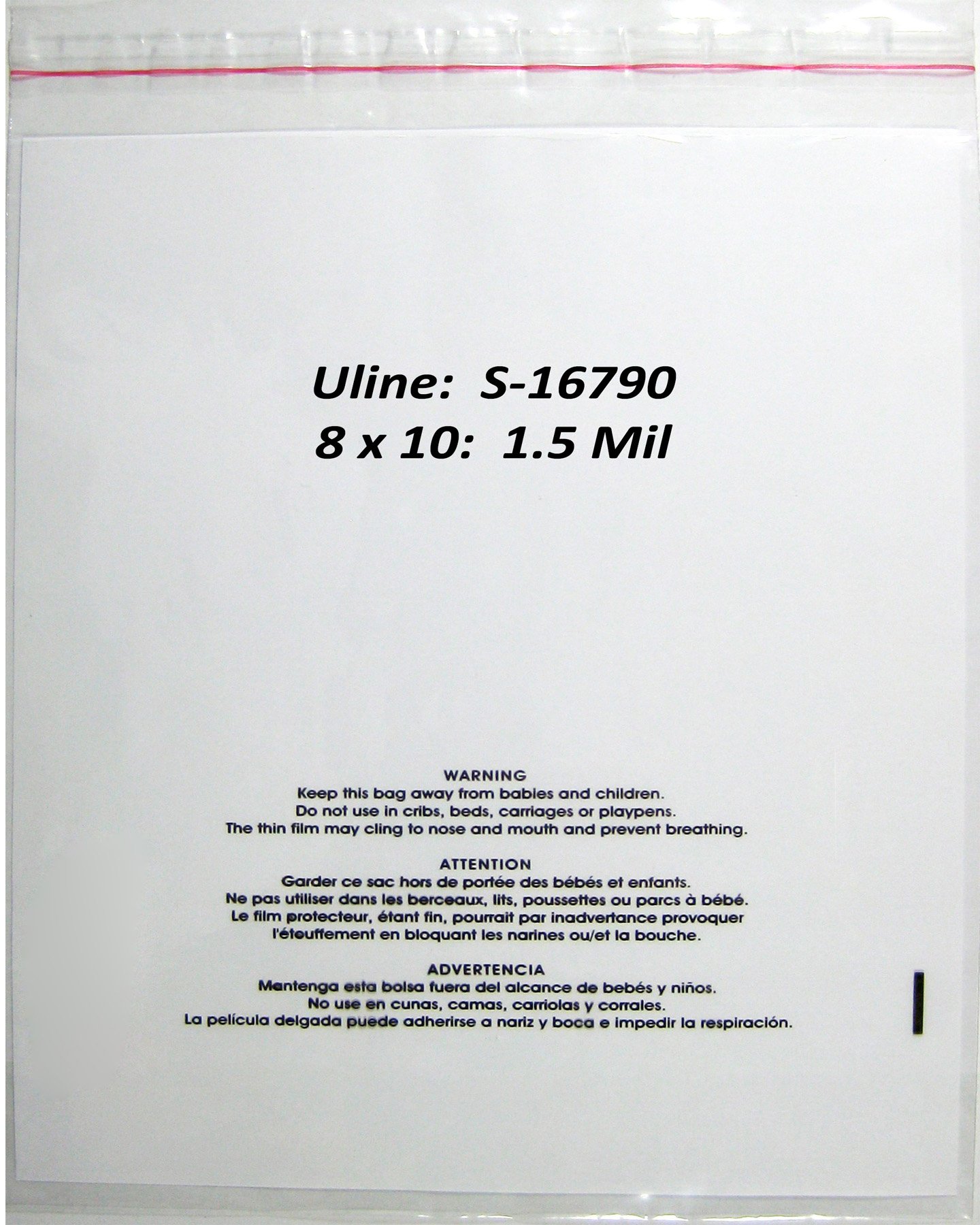 Uline Self-Seal Poly Bags: Clear with Suffocation Warning, 1.5 Mil, 400 Piece Combo Pack: 4 x 6, 8 x 10, 11 x 14 and 14 x 20 (100 Bags of Each Size)