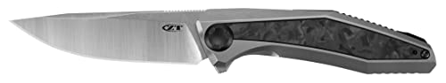 Zero Tolerance Sinkevich KVT Pocketknife; 3.4 Inch CPM 20CV Stainless Steel Blade, Bead Blasted and Machine Satin Finish, KVT Ball-Bearing System, Bead-Blasted Titanium Handle, Made in USA (0470)