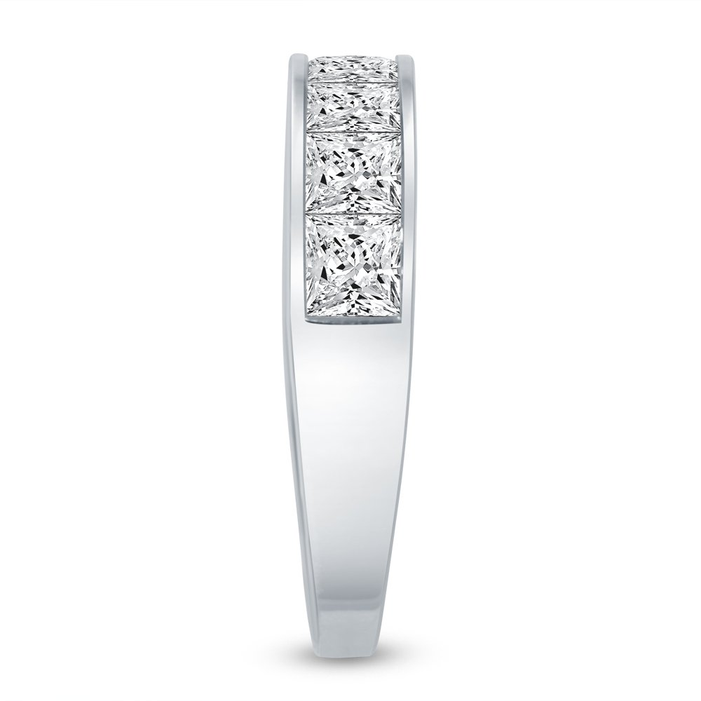 Size - 6.5 - Solid 14k White Gold 4mm Princess Cut Invisible Anniversary Ring Wedding Band CZ Cubic Zirconia 1.50cttw.