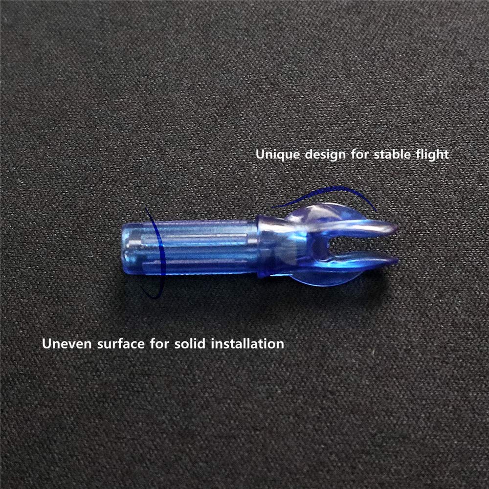 Zhan Yi Arrow Knocks 6.2MM(0.244-0.246β) 60 Pack Accessories Insert Nocks for Archery Standard Size Arrows(Clear Blue)