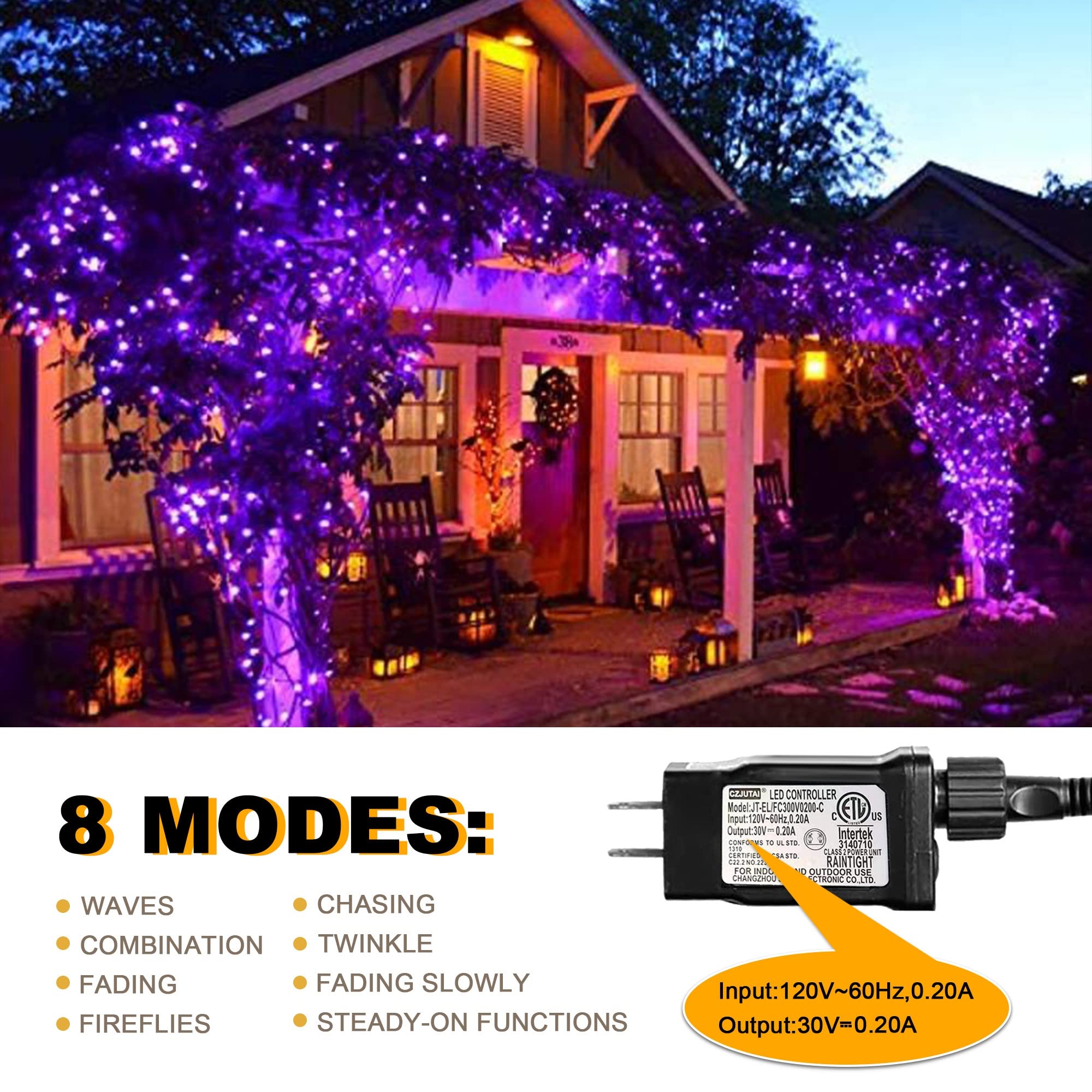 weillsnow 164FT 500 LED Purple Christmas Lights, 8 Modes Waterproof Plug in String Lights for Christmas Indoor Outdoor Yard Party Wedding Garden Home Decorations (Purple)