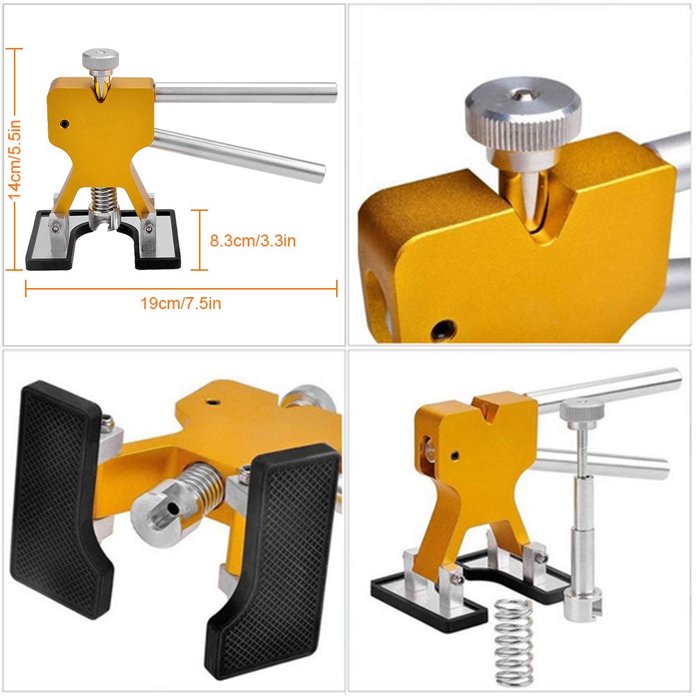 YOOHE Auto Paintless Dent Repair Kits - Golden Car Dent Puller with Bridge Dent Puller Kit for Car Hail Damage and Door Dings Repair