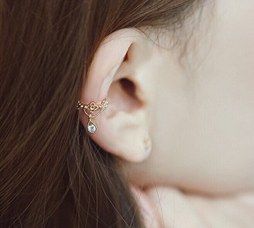 Zhx Without Pierced Ear Bone Folder Punk Fashion Ear Cuff Wrap Rhinestone Cartilage Clip On Earring Non Piercing Jewelry Silver one size