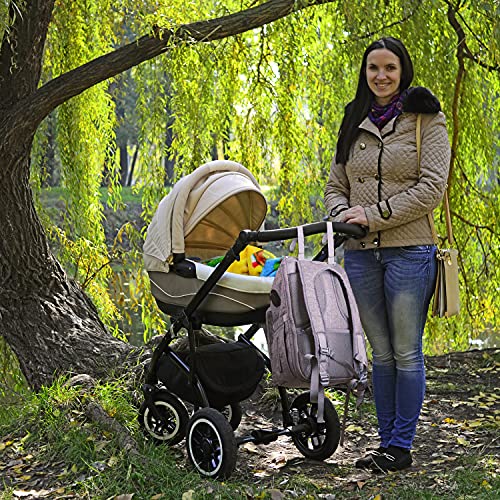 yookee home Large Diaper Bag, Backpack for Twins or Two Kids, Expandable Baby Diaper Bag for Mom Dad, Extra Large Travel Diaper Backpack with USB Charging Port, Portable Changing Pad, Stroller Straps