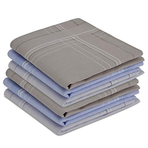 Zenssia Men's Soft Cotton Handkerchiefs Assorted Color with Stripe 6 Piece Gift Set Pattern 5