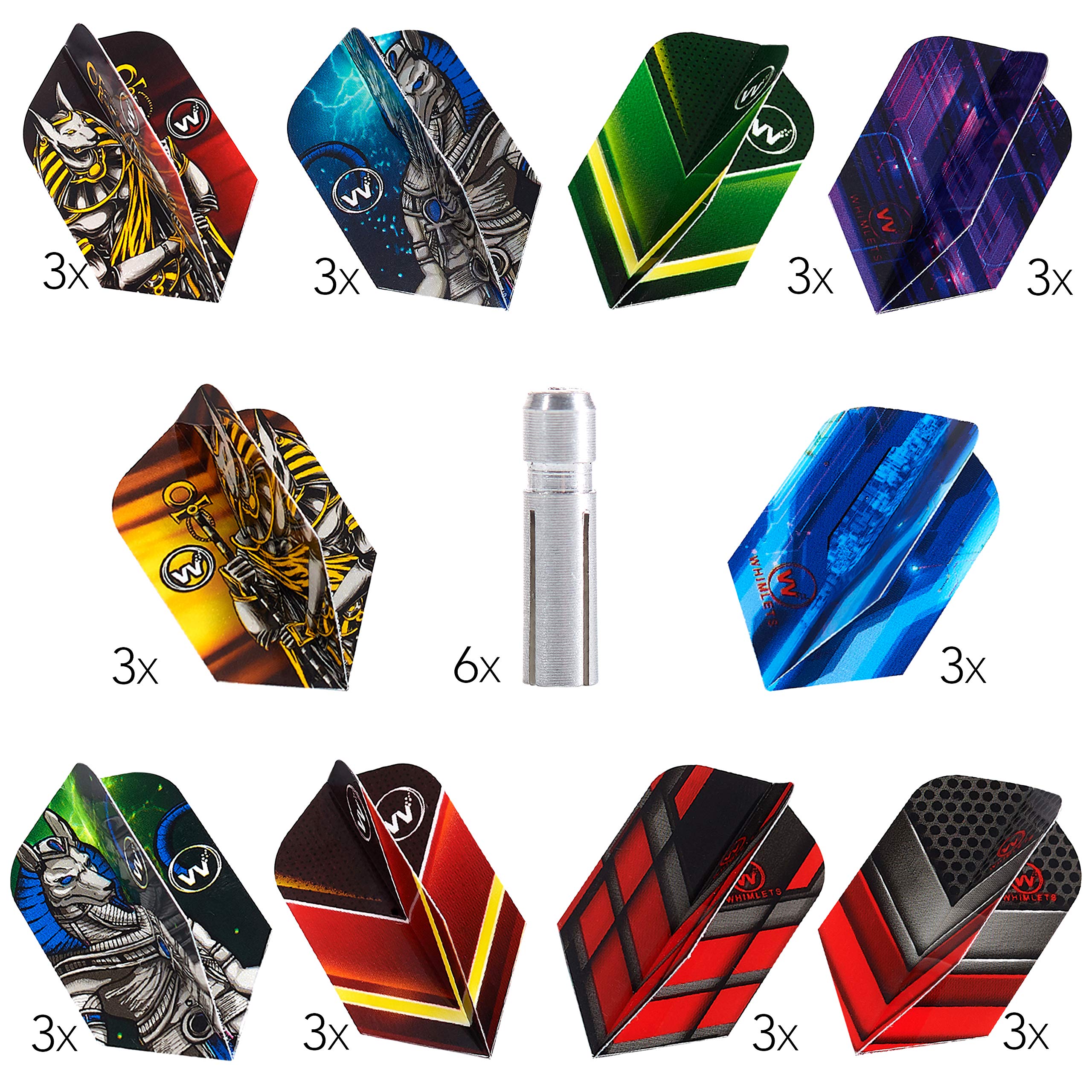 Whimlets Dart Flights and Accessories – Slim Shape Darts Flights with Flights Protectors, Darts Accessories Kit…