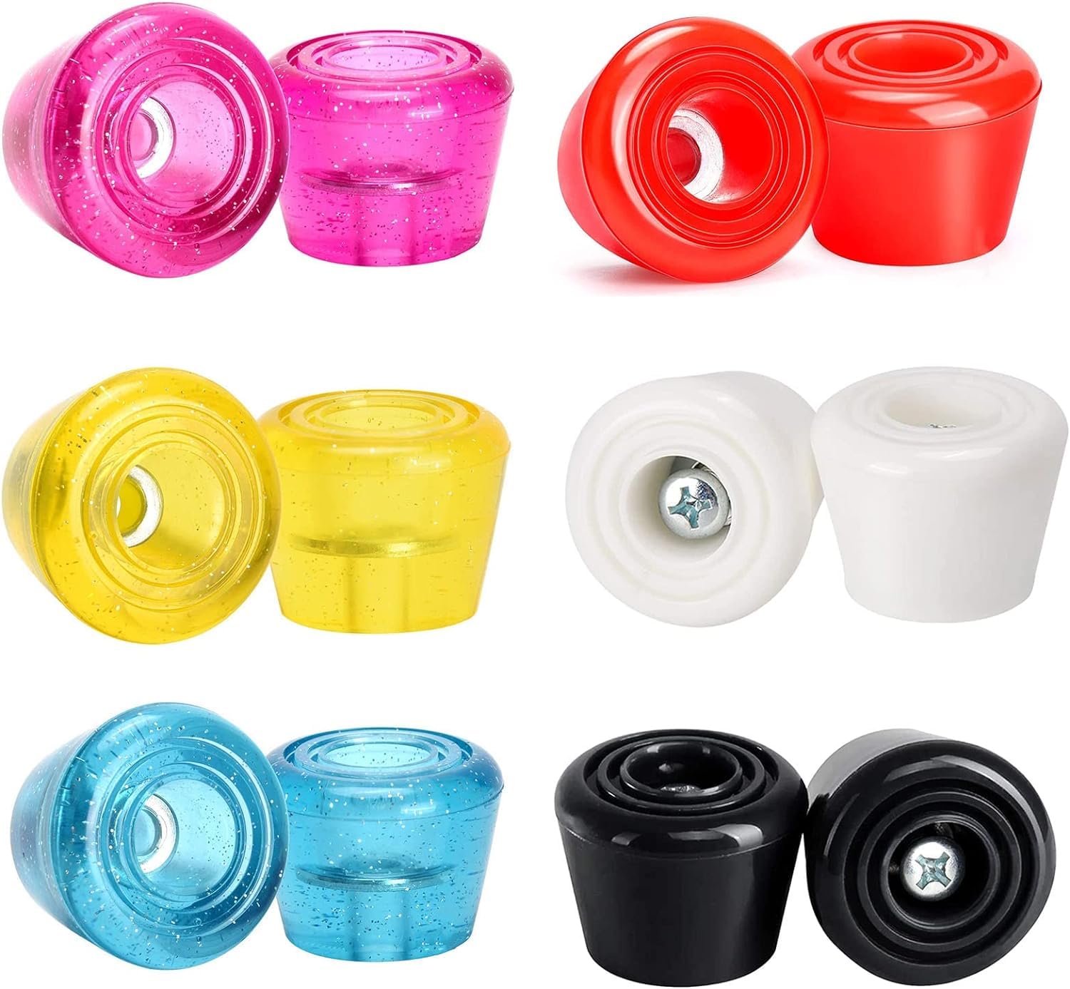 zmr Roller Skate Toe Stoppers 1 Pair Red 5/8" PU Rubber Double-Row Roller Skating Brake Jam Plugs,82A Roller Quad Skate Toe Stops (Red)