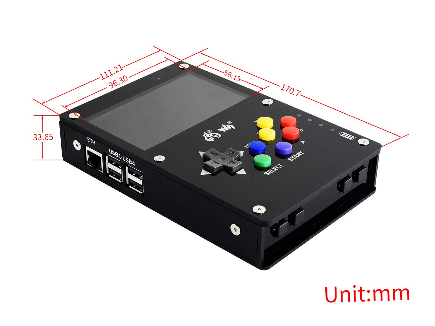 waveshare GamePi43 Portable Video Game Console Compatible with Raspberry Pi B+/2B/3B/3B+ 4.3inch IPS Display 800×480 Pixels Raspberry Pi 3B+ Included