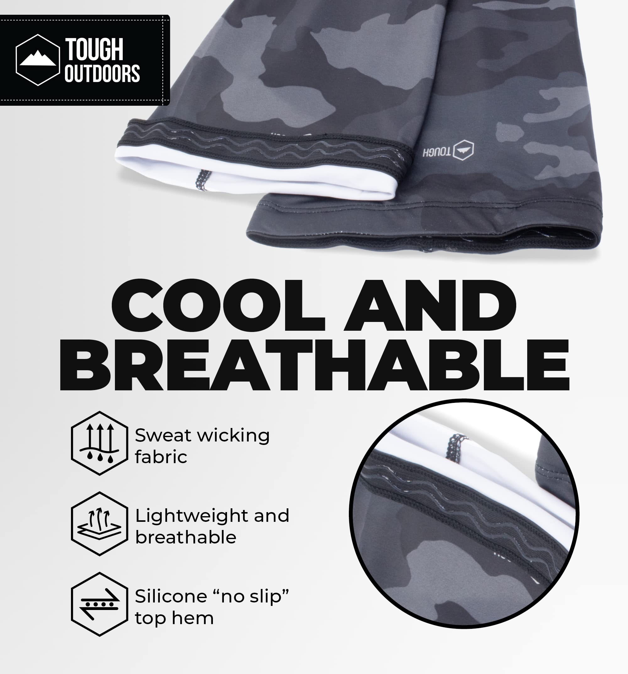 Tough Outdoors Compression Leg Sleeves - Full Leg Compression Sleeve for Men & Women, UV Leg Sleeves, Cycling Leg Warmers