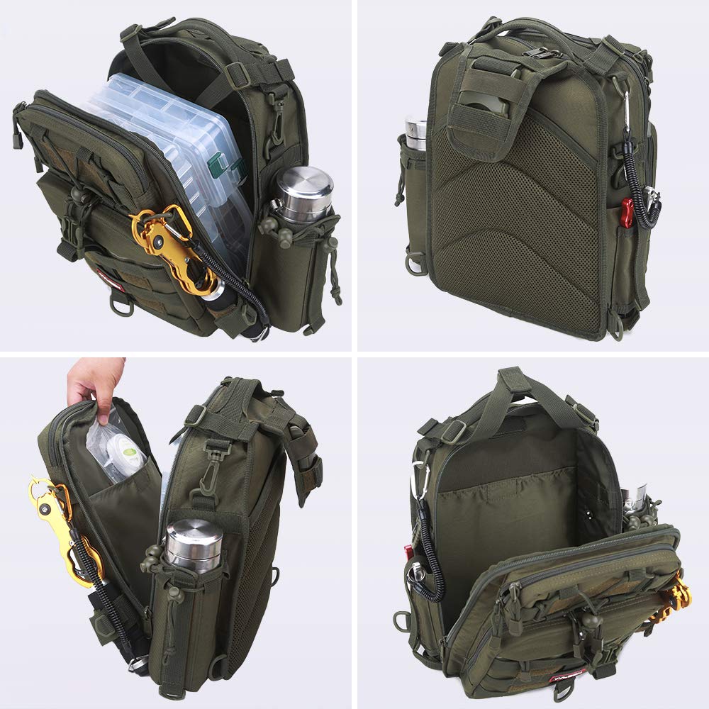 YVLEEN Fishing Tackle Backpack Storage Bag,Water-Resistant Fishing Backpack with Rod Holder,Fishing Gear Bag Gift for Men