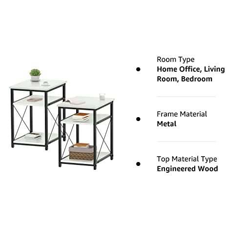WOODYNLUX Modern Side Table Nightstands Set-of-2 End Table with Storage, Bedside Tables Night Stand with Shelf, Accent Rustic Coffee Table for Sofa, Couch, Bed, Living Room, Bedroom, Rustic