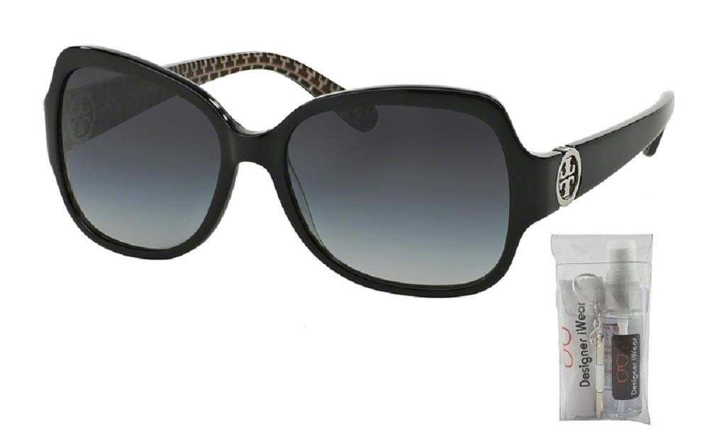 Tory Burch TY7059 114511 57M Black Stitch/Grey Gradient Square Sunglasses For Women + BUNDLE with Designer iWear Eyewear Kit