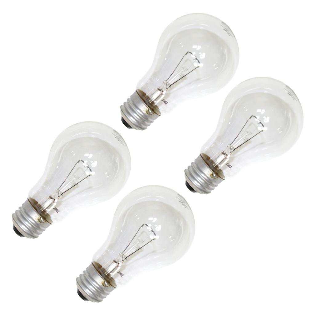 Westinghouse 0396300, 25 Watt, 120 Volt Clear Incand A19 Light Bulb, 1000 Hour 230 Lumen, 4-Pack