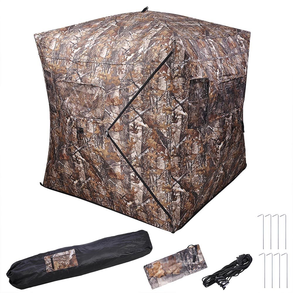 ZeHuoGe Hunting Blind Ground Tent with Zero Detection Carrying Case Professional Hub-Style Extra Large Bottomless Design Outdoor Sport Shooting US Delivery
