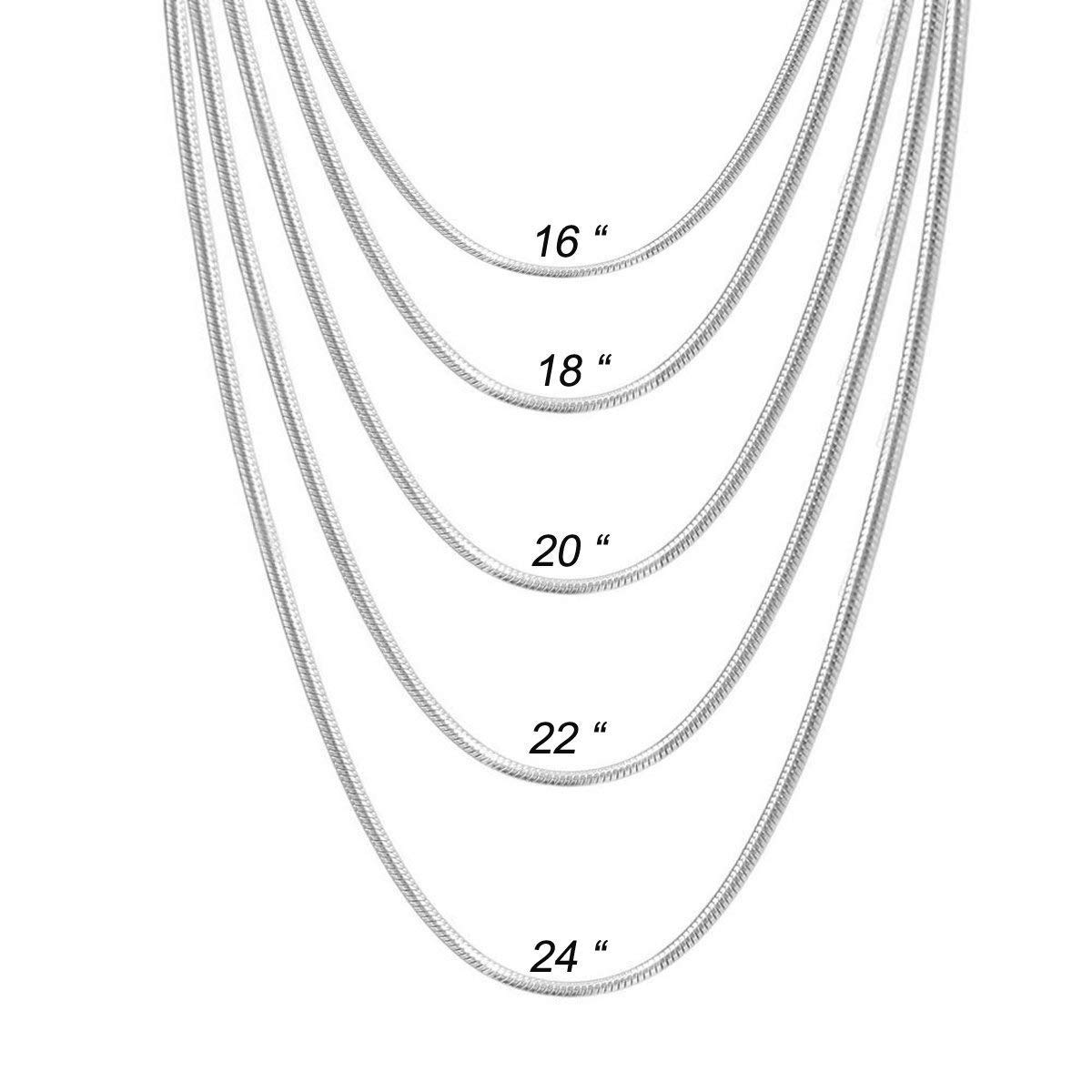 Zhx 3PCS/5PCS 925 Sterling Silver Snake Chains Necklaces 16" 18" 20" 22" 24" 26" 28" 30" ( multi-color ,5pcs 18 inch) (5pcs 22 inch, multi-color)