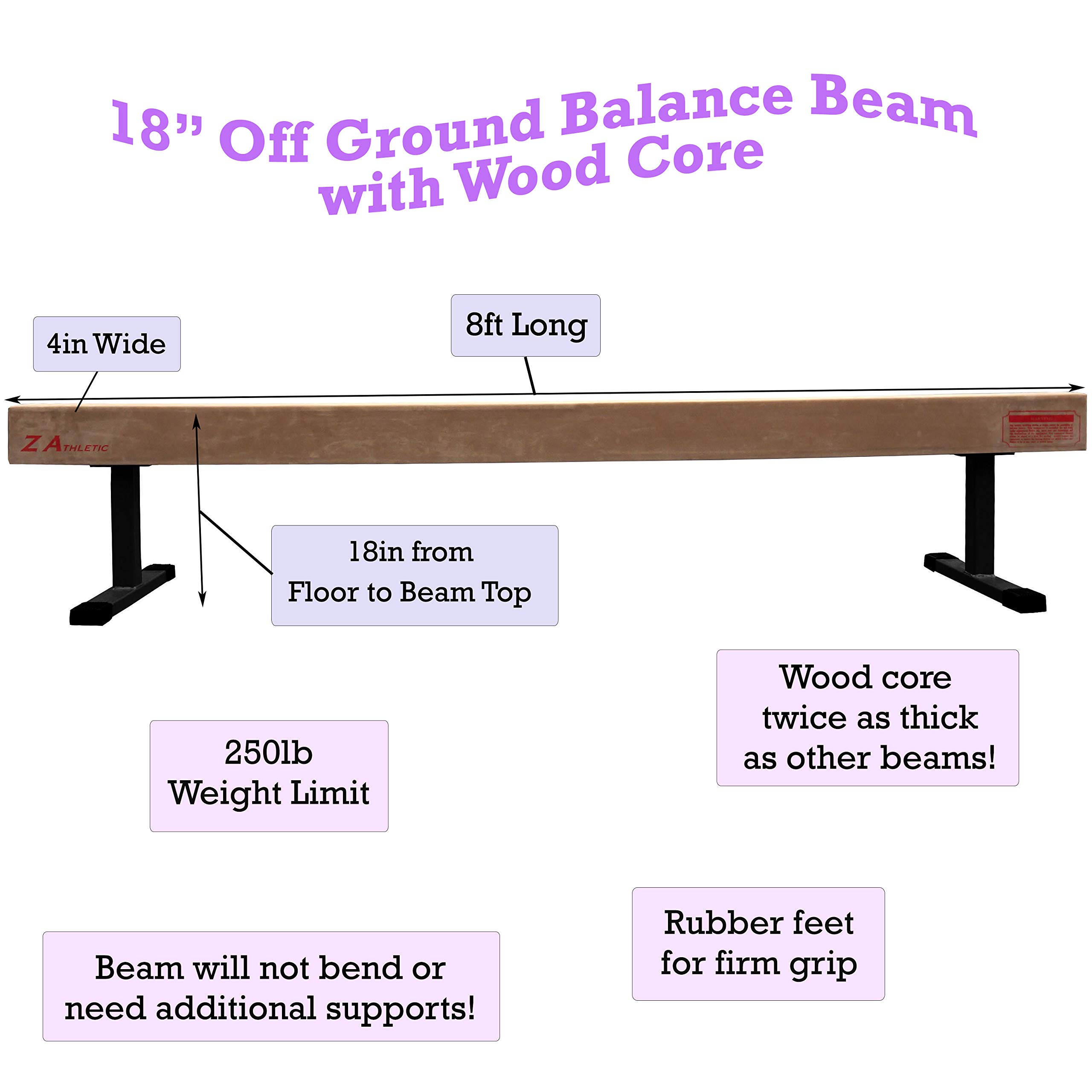 Z Athletic Off Ground Training Balance Beam and Mat Bundle (18"), tan & Blue, ZATH-OGB-4x6x2-18B
