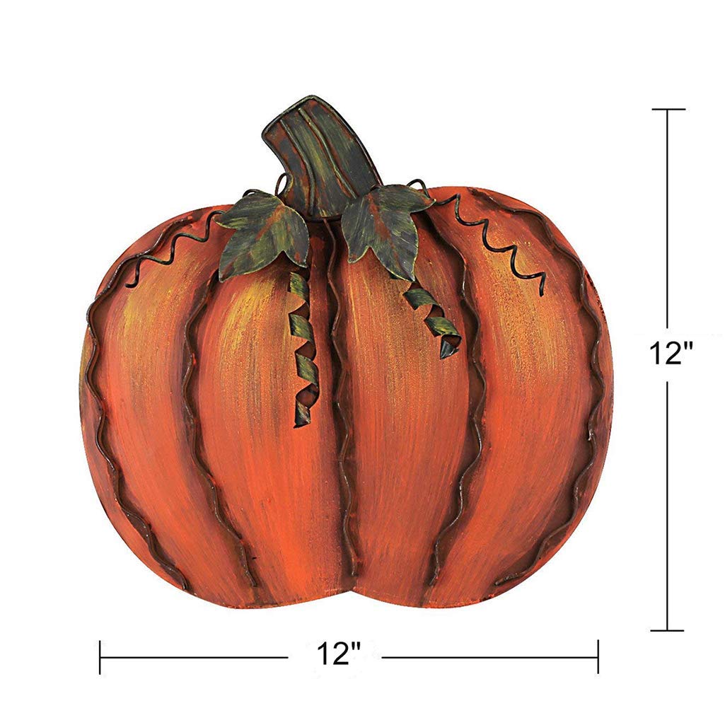 WHY Decor Metal Flat Pumpkin Decor Standing White Pumpkin Indoor Outdoor Autumn Fall Thanksgiving Harvest Halloween Home Decor for Yard Garden 19" H