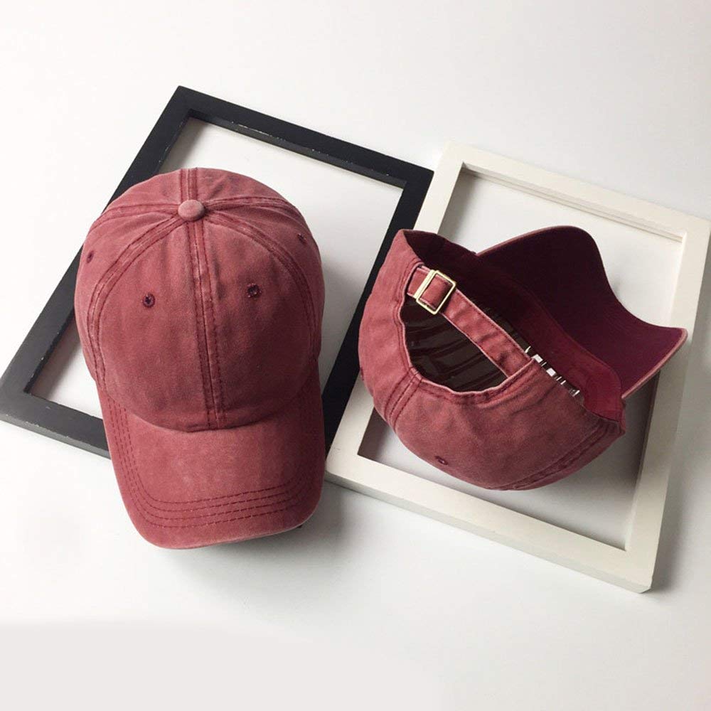 Unisex Vintage Washed Distressed Baseball Cap Twill Adjustable Dad Hat,C-burgundy,One Size