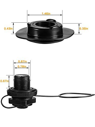 Zhanmai 8 Pieces Boston Valve Replacement Inflatable Boat Air Valve Screw Boston Valve for Rubber Dinghy Raft Kayak Pool Boat Airbeds, Black