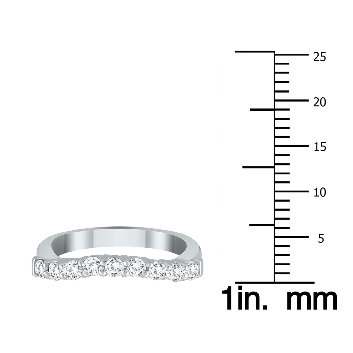 SZUL AGS Certified 1/2 Carat TW Diamond Curve Wedding Band in 10K White Gold