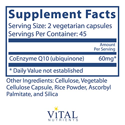 Vital Nutrients - CoEnzyme Q10 - CoQ10 - Potent Antioxidant - 90 Vegetarian Capsules per Bottle - 30 mg