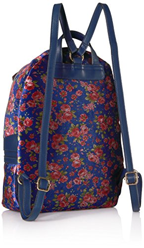 T-Shirt & Jeans Blue Floral Velvet Back Pack, blu