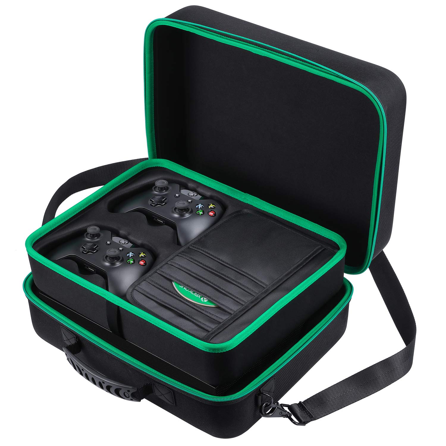 Zadii Hard Carrying Case Compatible with Xbox One X, Fit Xbox One X Console, 2 Wireless Controllers, Power Cable, HDMI Cable Game Discs and Other Accessories