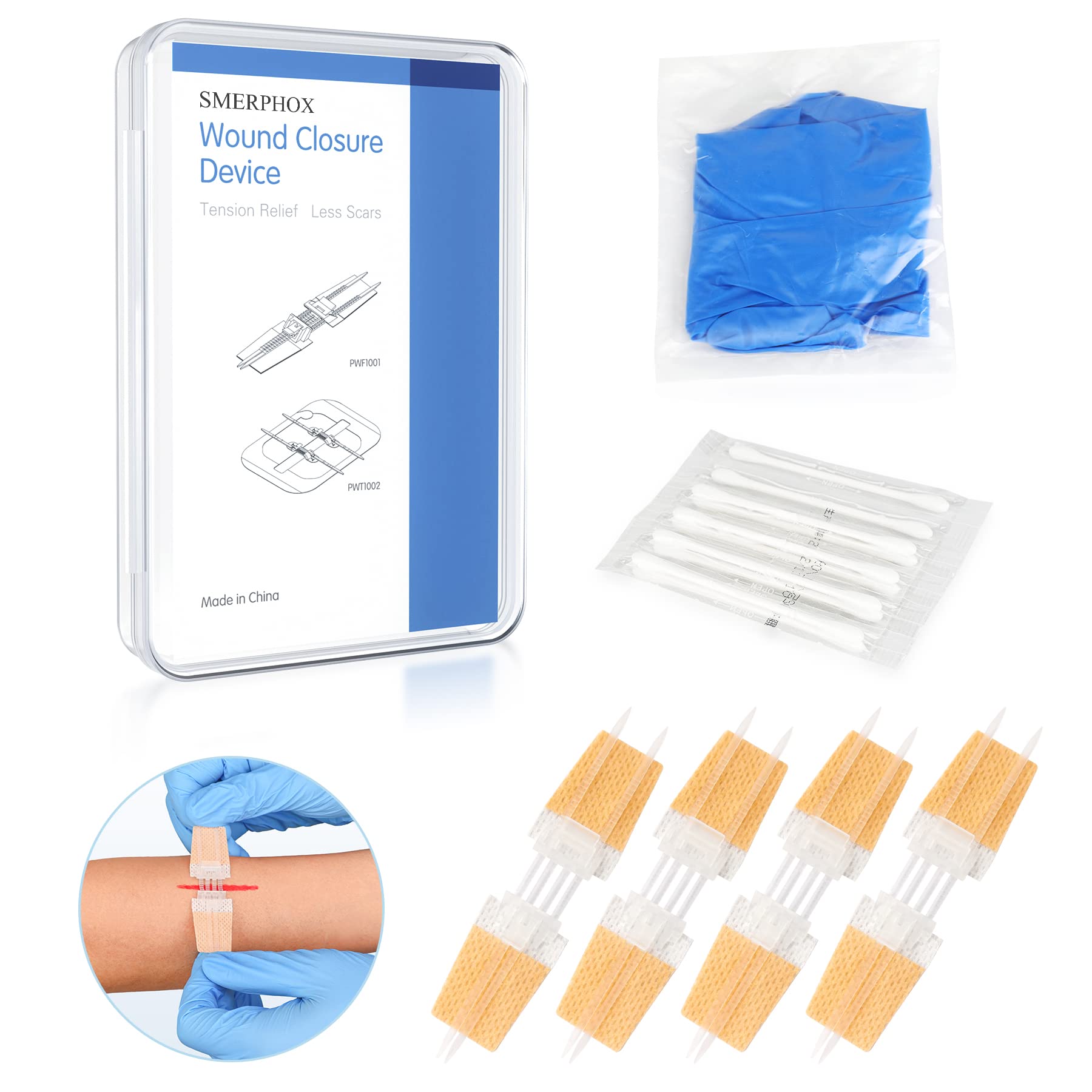 Zip Stitch Wound Closure Kit, Butterfly Bandages, Surgical Quality, Quick Clot for Easy Use, Emergency Laceration Closures, Suture-Free Surgical Repairment, First Aid Wound Care (Yellow, 4)