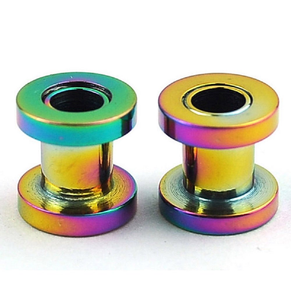 TheCheshireCat Multi Color Anodized Titanium Screw-fit Ear Tunnels (1 Pair) (00g (9.5mm)) (B/5/3/66)